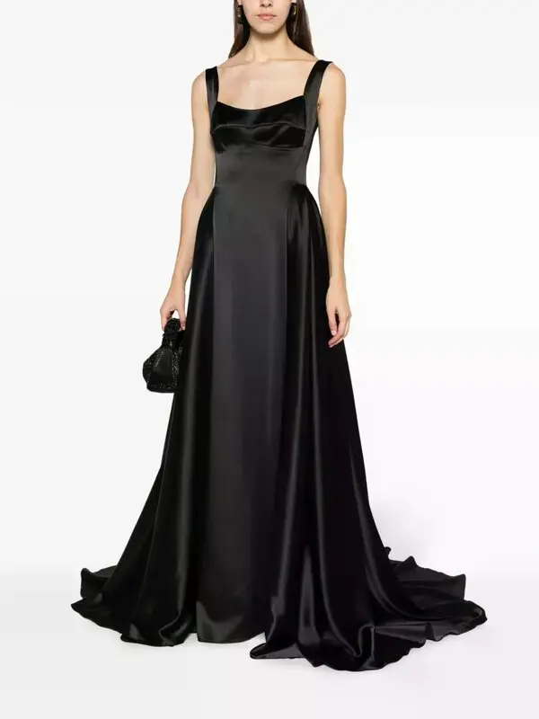 ATU BODY COUTURE V-back Satin Gown - Black