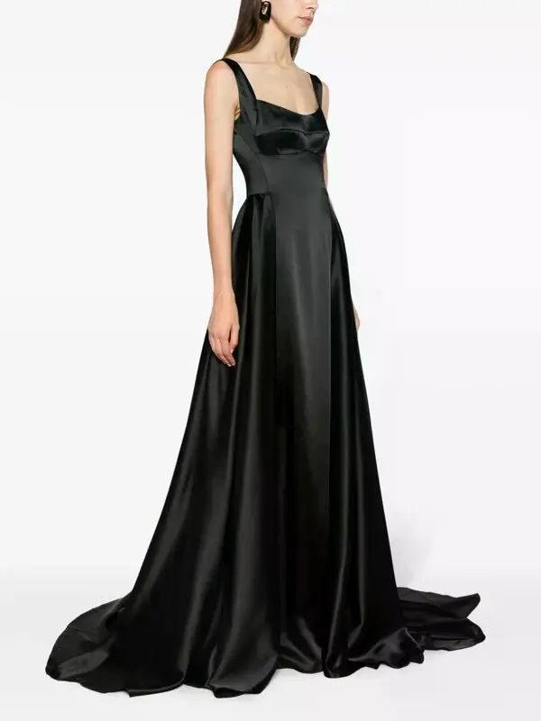 ATU BODY COUTURE V-back Satin Gown - Black