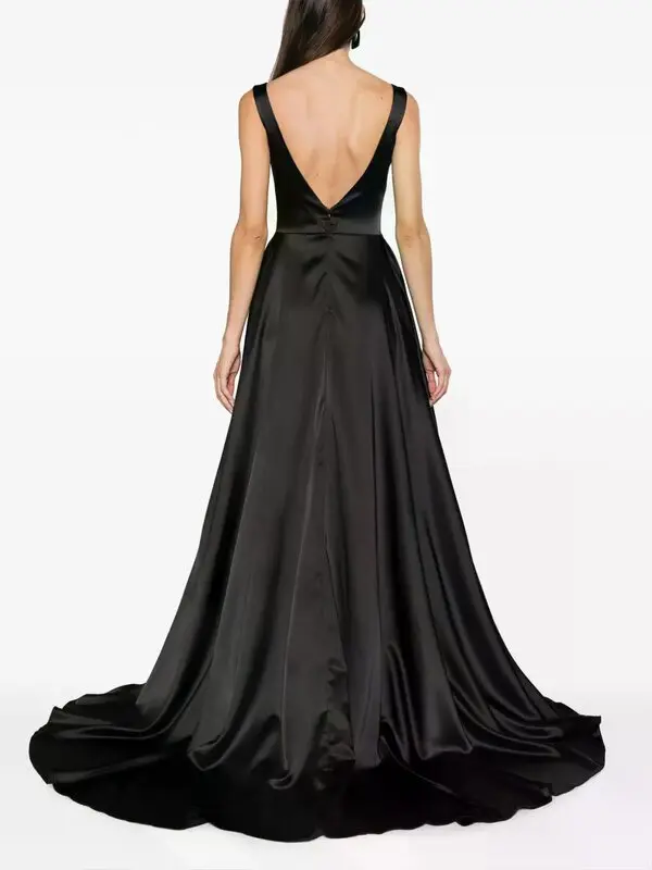 ATU BODY COUTURE V-back Satin Gown - Black