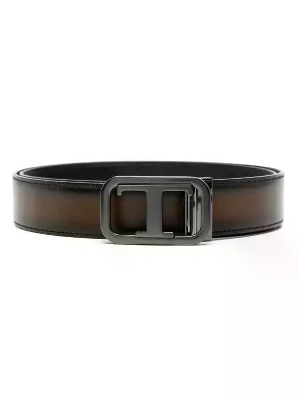 TOD'S Logo-buckle Leather Belt - Black