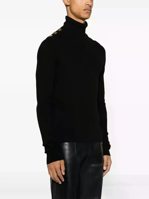 Balmain Fine-ribbed Wool Jumper With Decorative Buttons