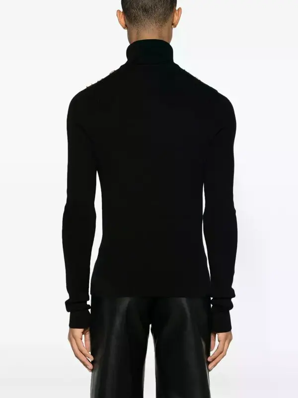 Balmain Fine-ribbed Wool Jumper With Decorative Buttons
