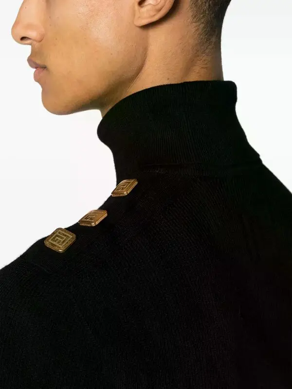Balmain Fine-ribbed Wool Jumper With Decorative Buttons
