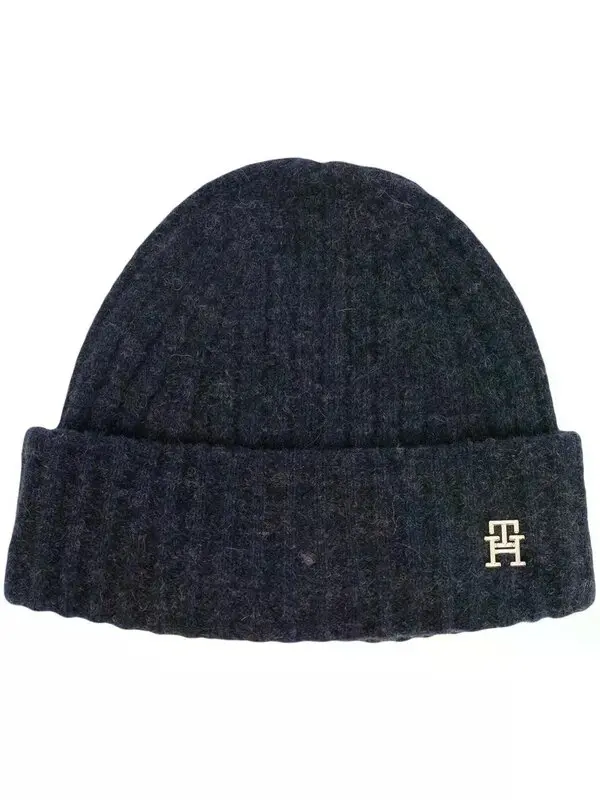 Tommy Hilfiger Logo-plaque Ribbed Knit Beanie - Blue
