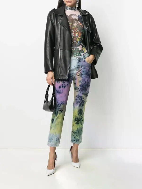 Philipp Plein Boyfriend Fit Bleached Tie-dye Jeans