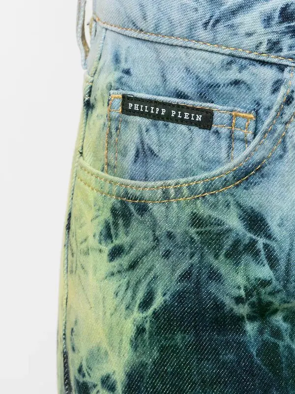 Philipp Plein Boyfriend Fit Bleached Tie-dye Jeans