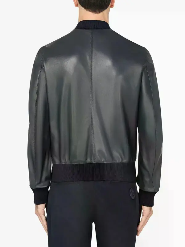 Dolce & Gabbana Logo-plaque Leather Bomber Jacket