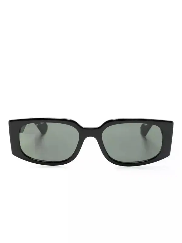Gucci Double G Rectangle-frame Sunglasses - Black