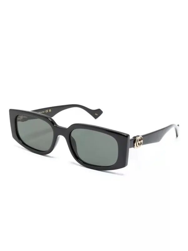 Gucci Double G Rectangle-frame Sunglasses - Black