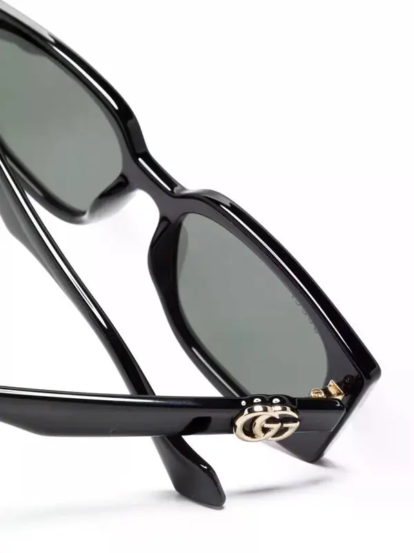Gucci Double G Rectangle-frame Sunglasses - Black