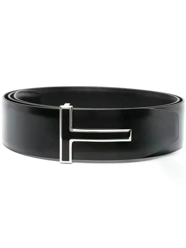TOM FORD Reversible Belt With Logo Buckle - Black