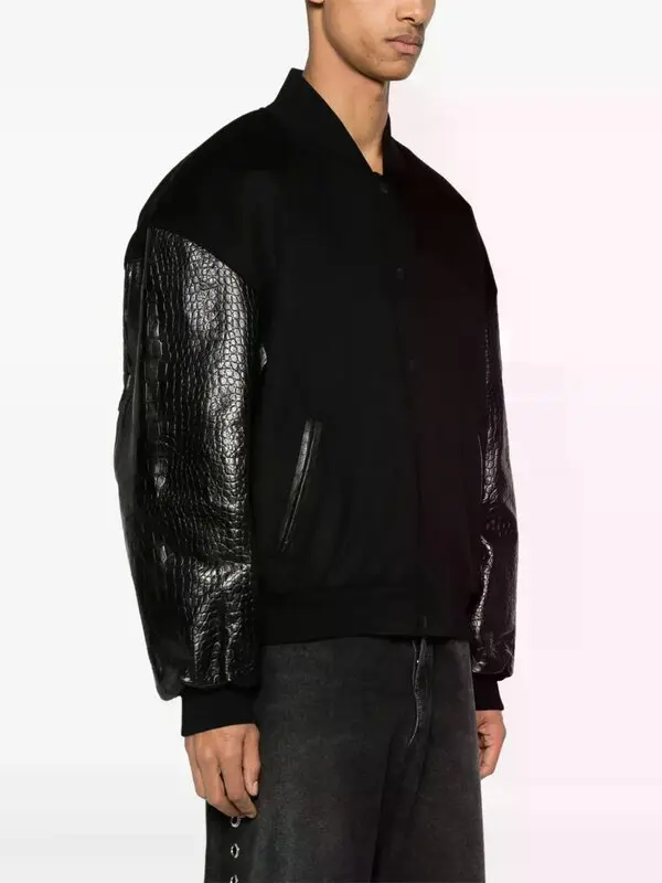 VTMNTS Embossed Crocodile Bomber Jacket - Black
