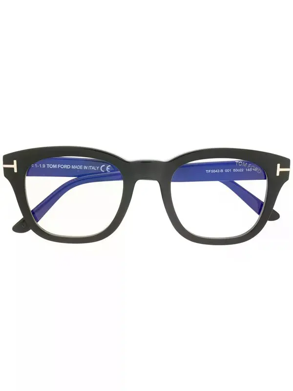 TOM FORD Blue Block Soft Square Glasses - Black