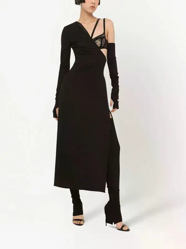 Dolce & Gabbana Detachable-sleeve One-shoulder Midi Dress