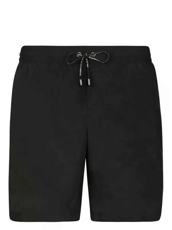 Dolce & Gabbana Dg-print Drawstring Swim Shorts - Black