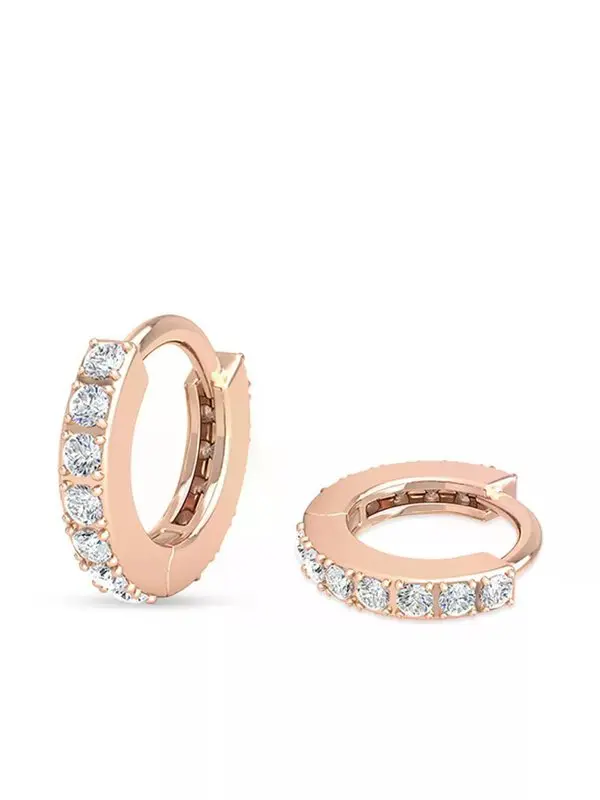 VEYNOU 14kt Rose Gold Mini Huggie Diamond Earrings