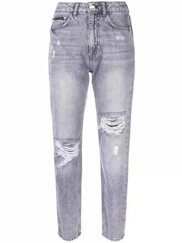 Philipp Plein Ripped Cropped Jeans