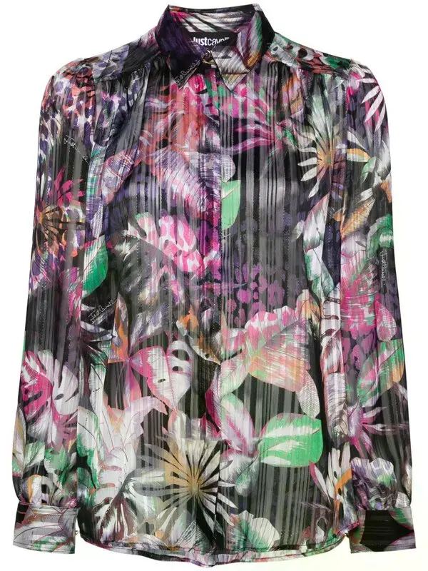 Just Cavalli Foliage-print Metallic Shirt