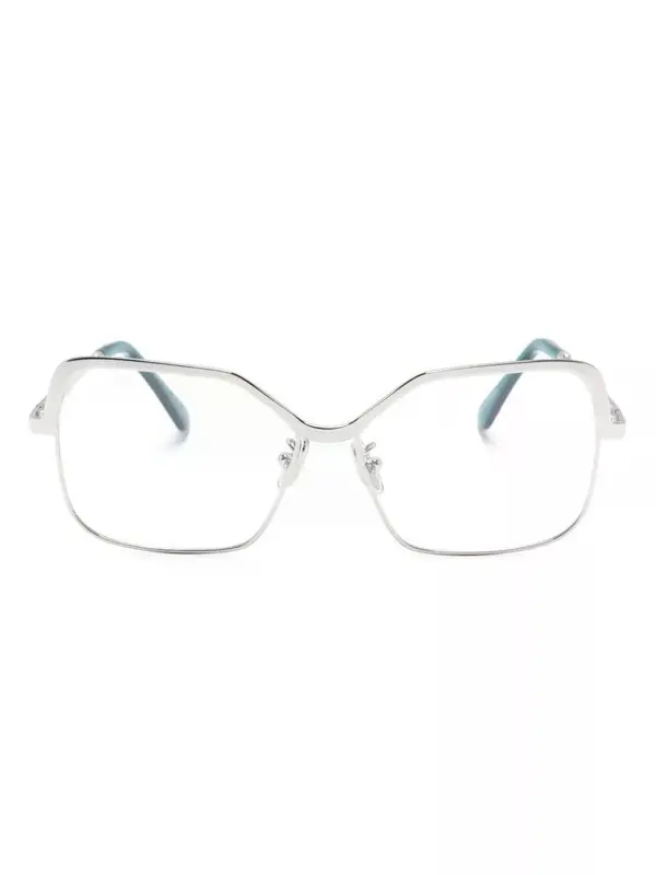Marni Logo-debossed Square-frame Glasses - Silver
