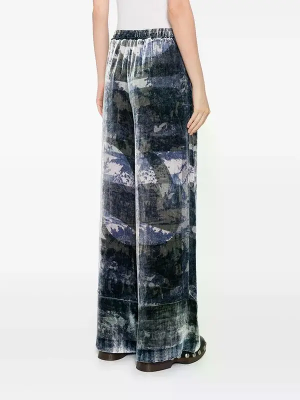 PIERRE-LOUIS MASCIA Wide Leg Velvet Trousers - Blue