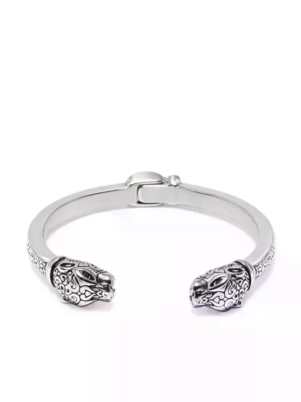 NIALAYA JEWELRY Panther Engraved Bangle Bracelet - Silver