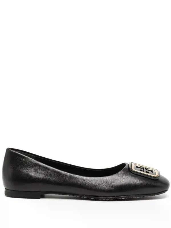 Tory Burch Georgia Logo-plaque Ballerina Shoes - Black