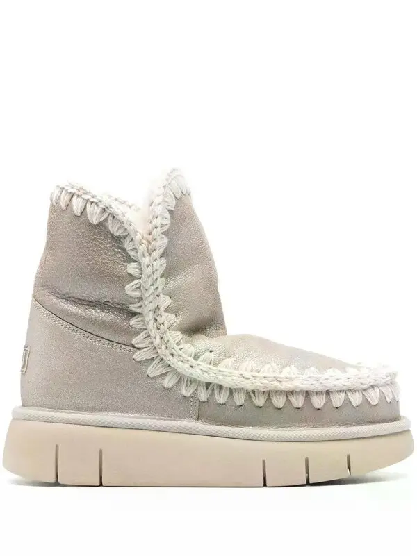 Mou Logo-patch Chunky Boots - Silver