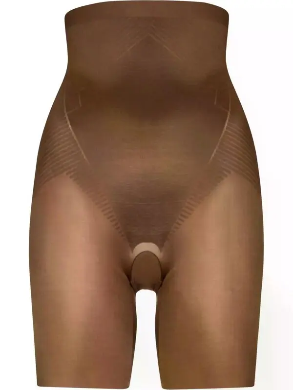 Spanx High-waisted Thigh Shorts - Brown