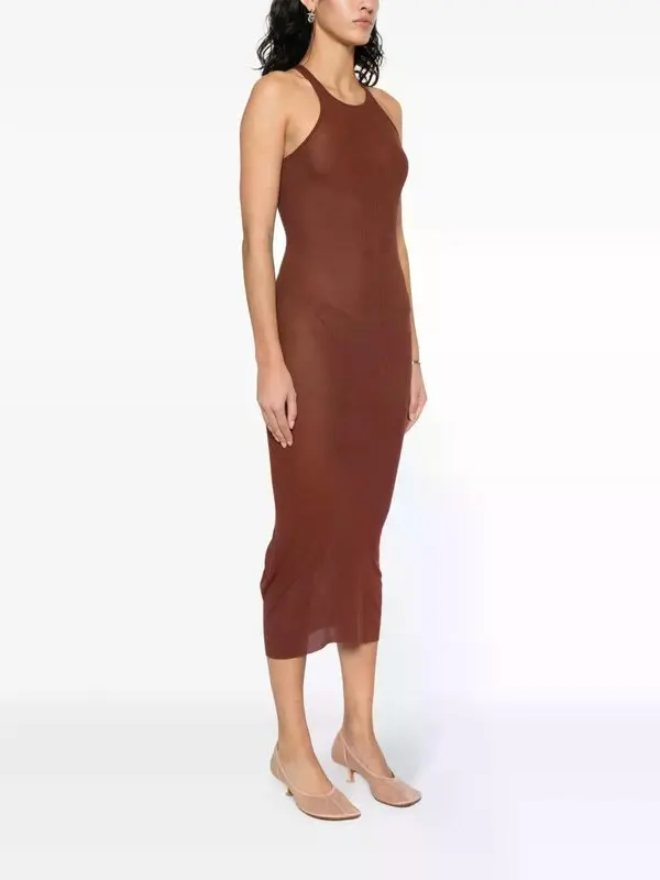 Rick Owens Sleeveless Ribbed Dress - Brown