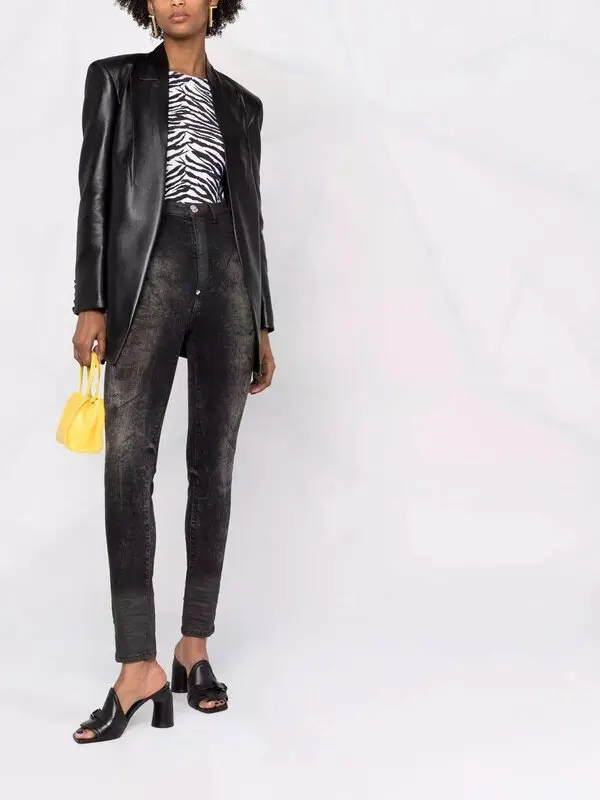 Philipp Plein Stonewashed Super High-waisted Jeggings - Black
