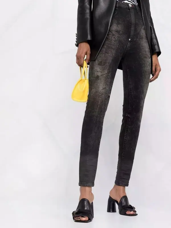 Philipp Plein Stonewashed Super High-waisted Jeggings - Black
