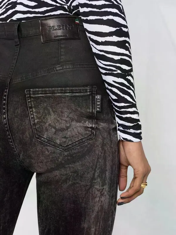 Philipp Plein Stonewashed Super High-waisted Jeggings - Black