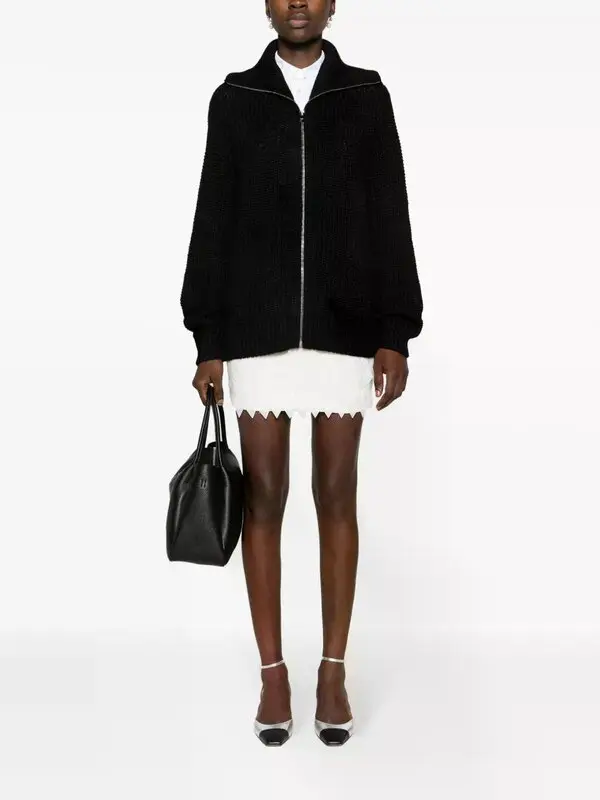 Prada Enamel-triangle Zip-up Cardigan