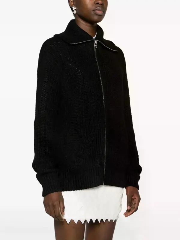 Prada Enamel-triangle Zip-up Cardigan