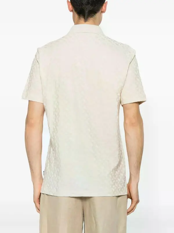 BOSS Patterned-jacquard Polo Shirt - Neutrals