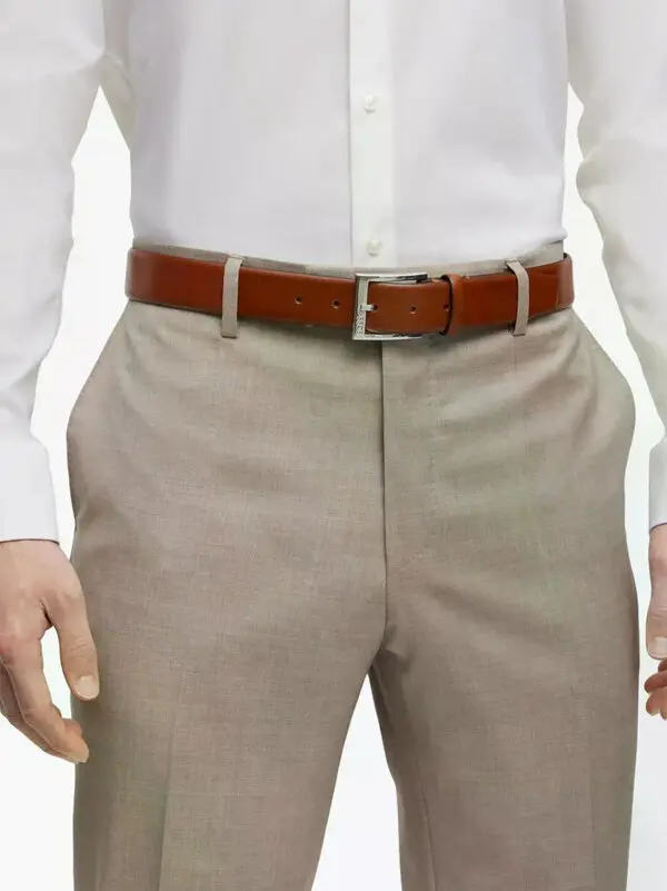 BOSS Logo-engraved Leather Belt