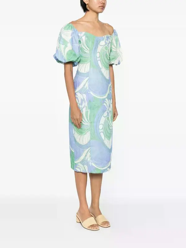 Rhode Karima Printed Cotton/linen Dress - Blue