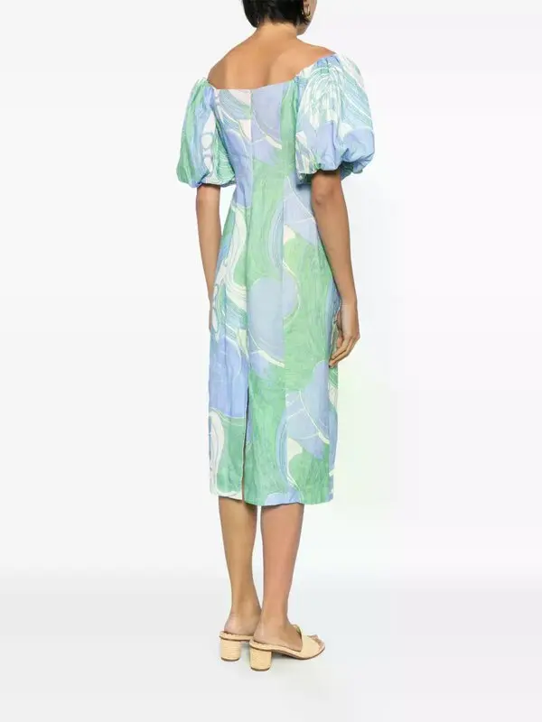 Rhode Karima Printed Cotton/linen Dress - Blue