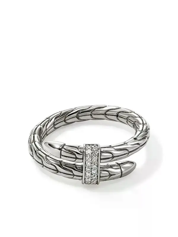 John Hardy Sterling Diamond Spear Ring - Silver