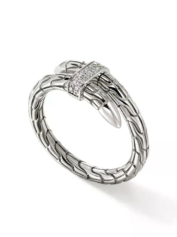 John Hardy Sterling Diamond Spear Ring