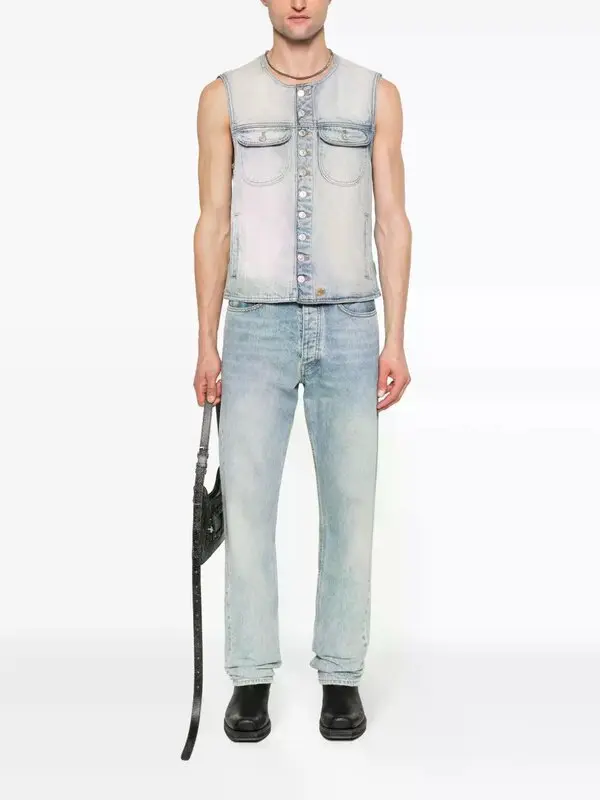 COURREGES Logo-embroidered Denim Vest