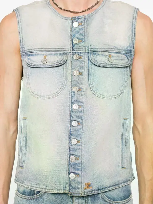 COURREGES Logo-embroidered Denim Vest