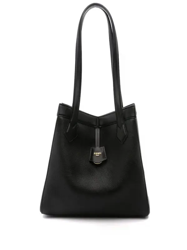 Fendi Origami Leather Shoulder Bag - Black