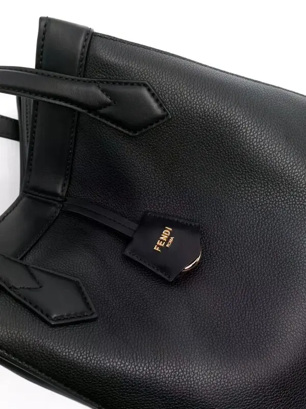 Fendi Origami Leather Shoulder Bag - Black