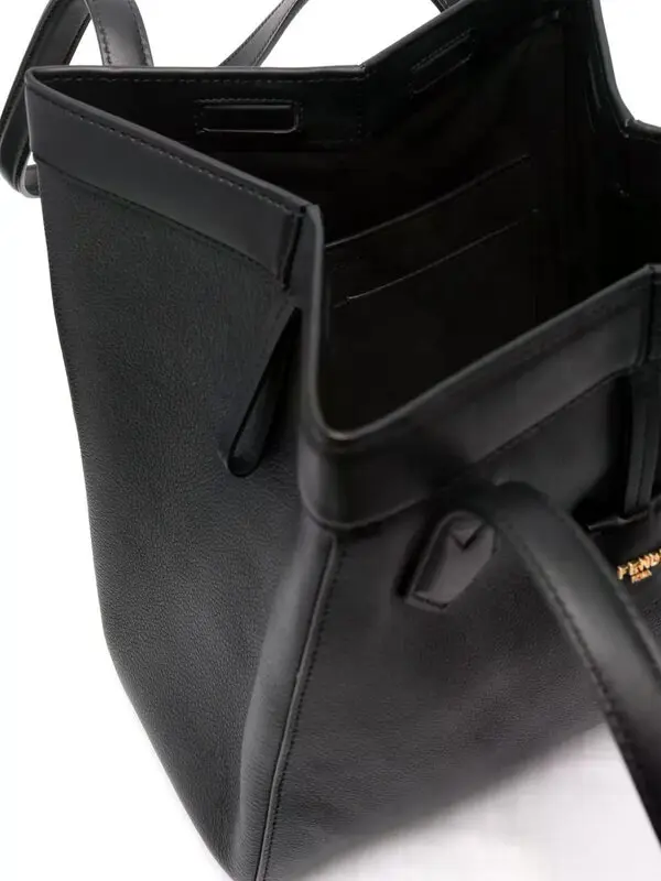 Fendi Origami Leather Shoulder Bag - Black