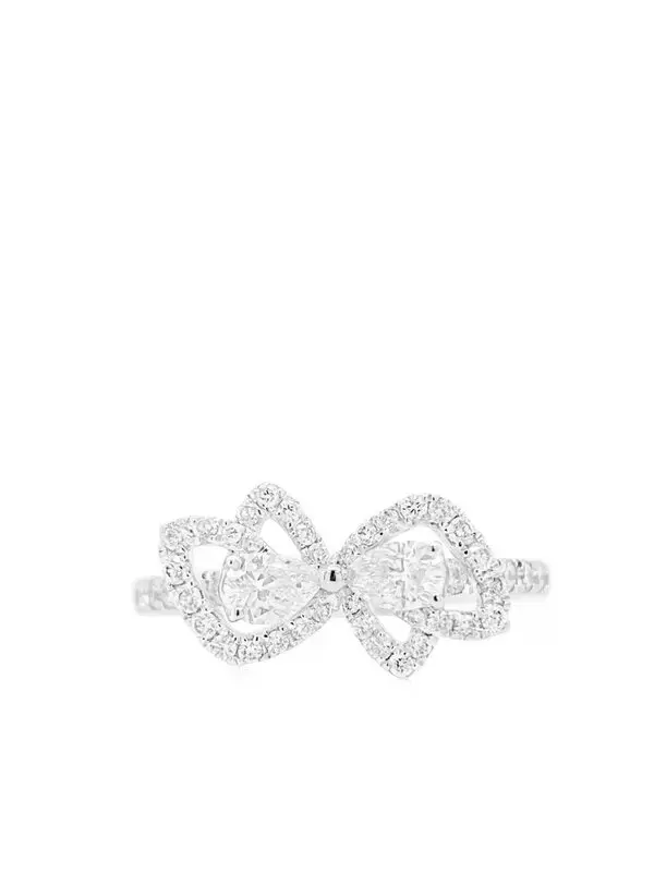 HYT JEWELRY Platinum Diamond Bow Ring - Silver