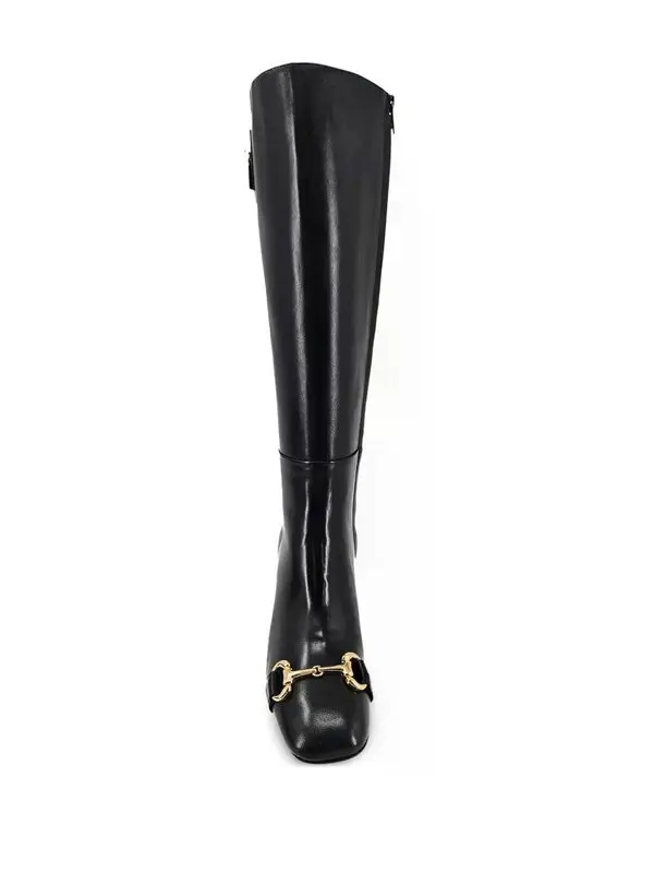 MADISON MAISON Knee High Leather Boots With Gold Tone Hardware