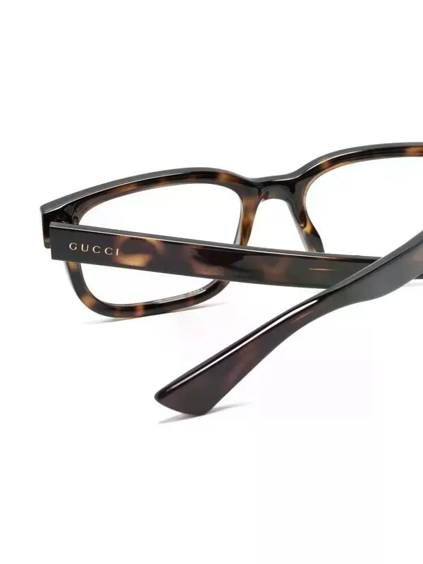 Gucci Tortoiseshell Rectangle-frame Glasses