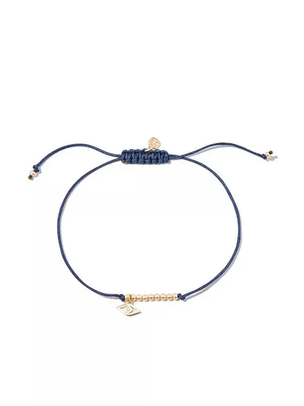 SYDNEY EVAN 14kt Yellow Evil Eye Diamond Cord Bracelet