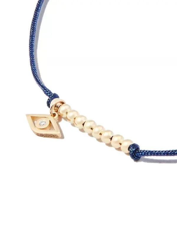 SYDNEY EVAN 14kt Yellow Evil Eye Diamond Cord Bracelet